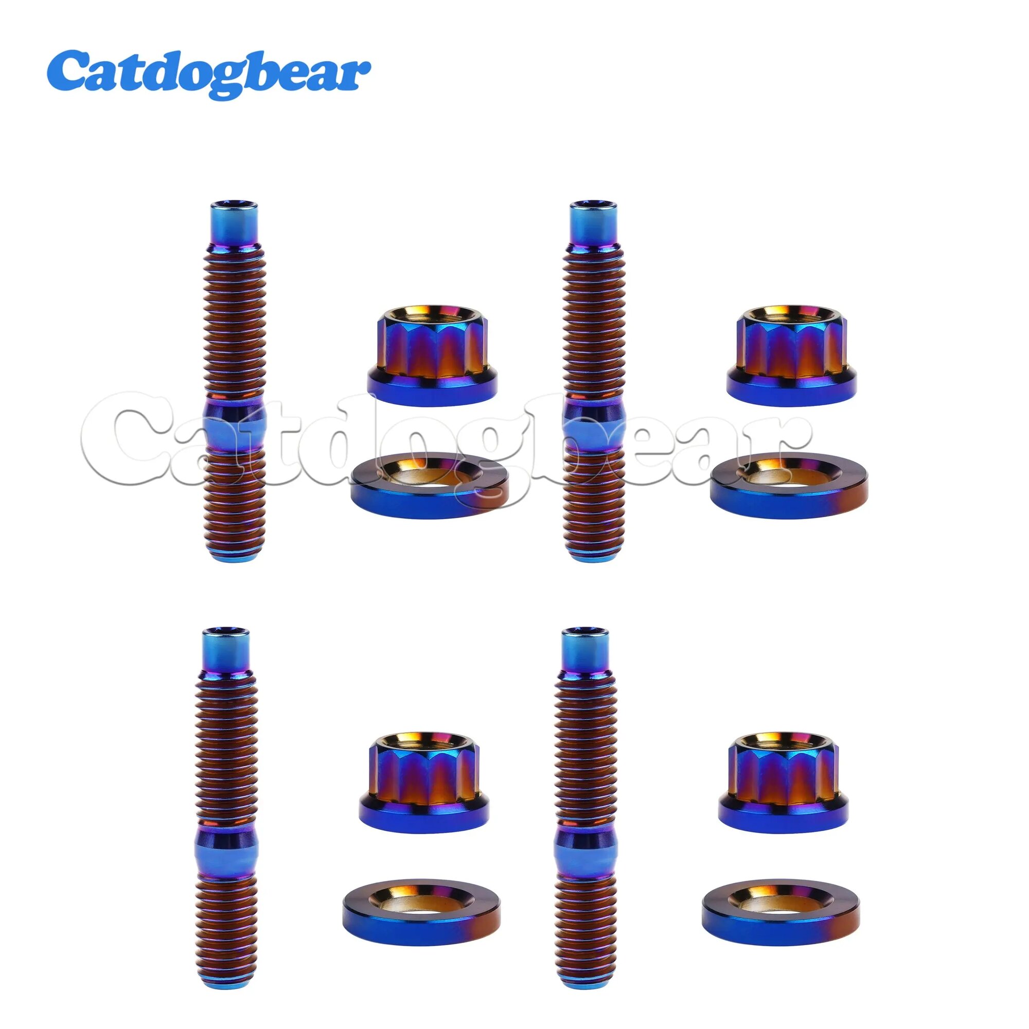 CATDOGBEAR Титановые болты 4 шт, М8/10x45/54/55/65 мм М10, Burn blue, 45 мм