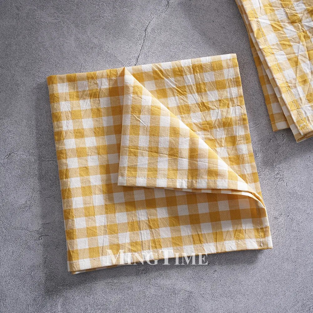 Желтые хлопковые салфетки Gingham 42x42 см