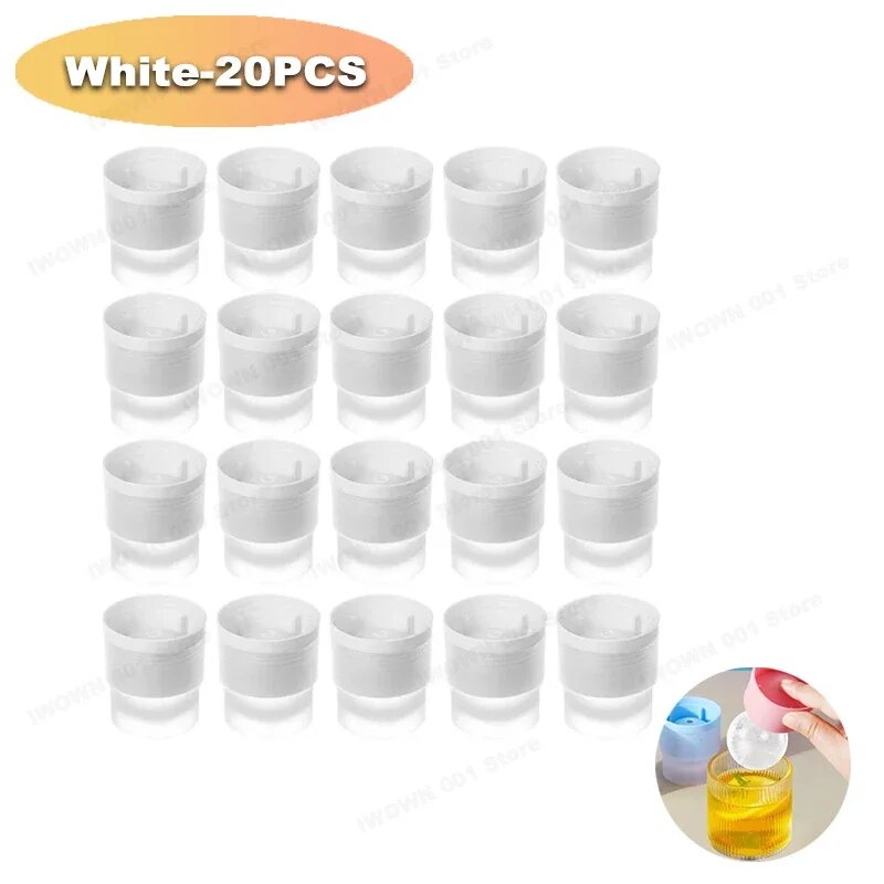 Форма для льда круглая силиконовая Белый, White-20PCS