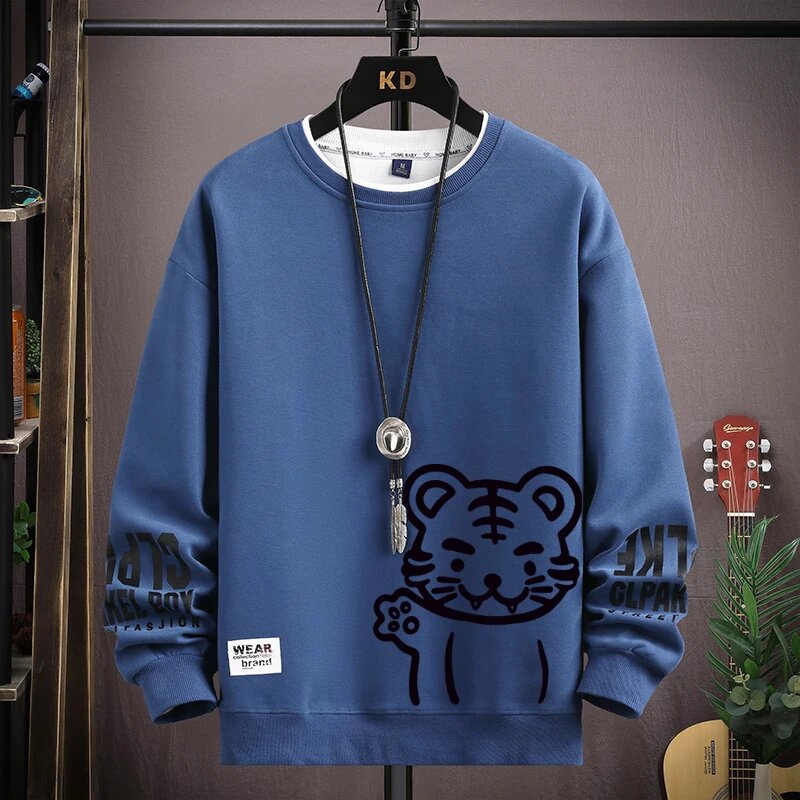 Мужская толстовка темно-синяя с тигром, 5XL