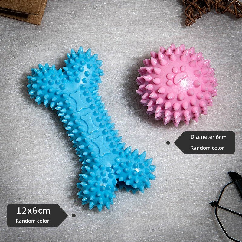 Набор кость + маленький шипастый шар для маленьких собак (2-6 месяцев)