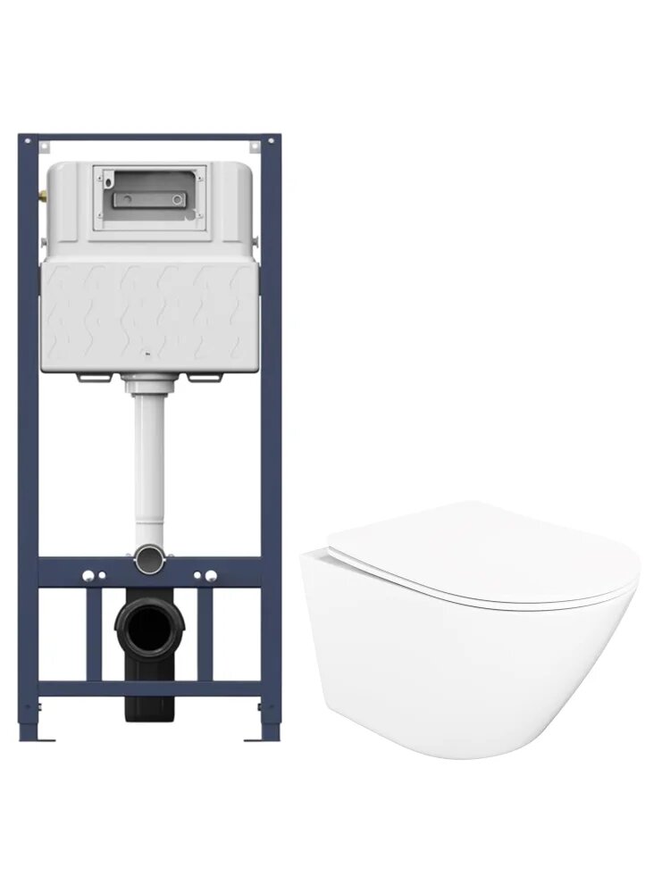 Комплект 3 в 1: Инсталляция AM.PM Pro I012704 / Унитаз подвесной STWORKI Левангер S07401WH безободковый, с микролифтом / Комплект шумоизоляции