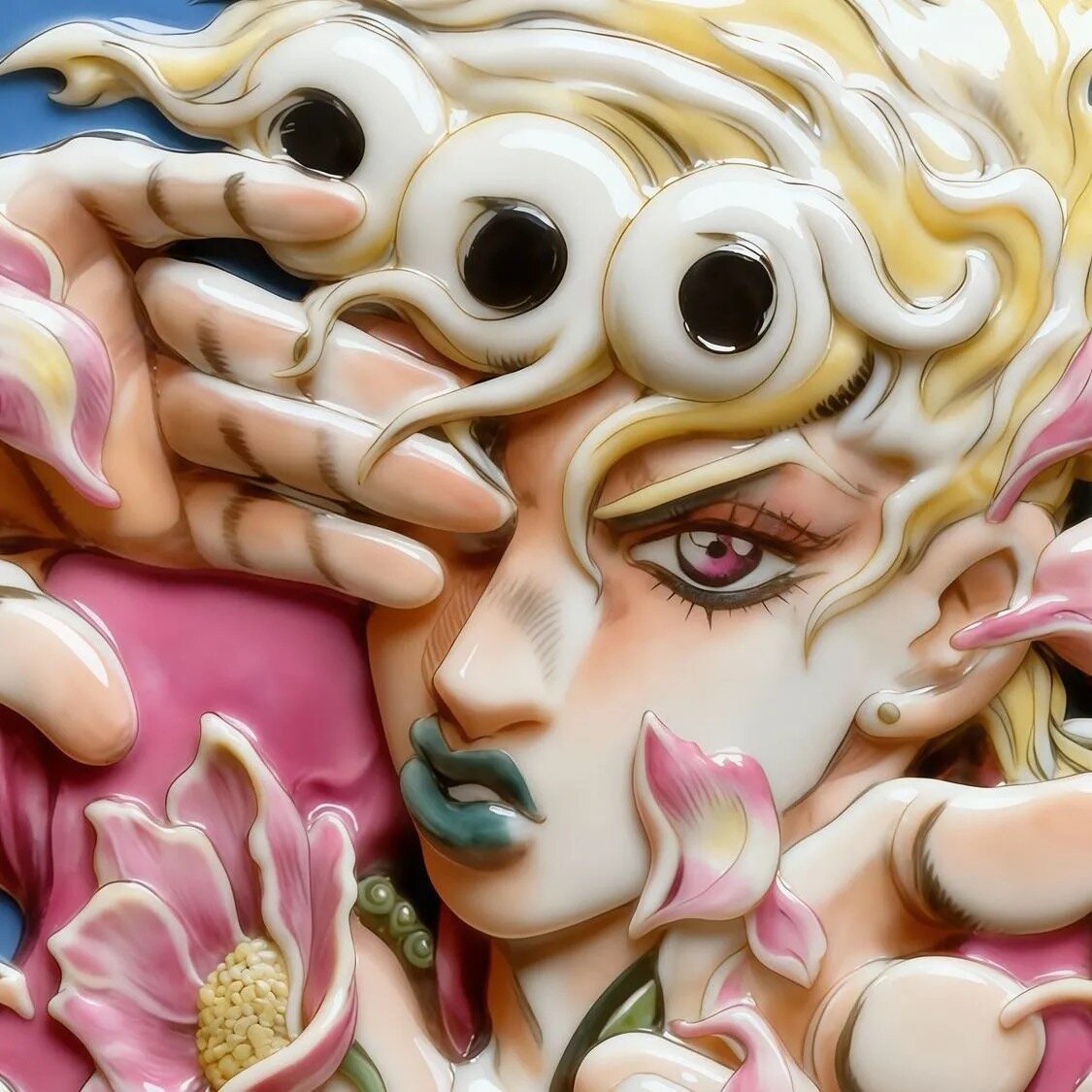 Подарок фанату JoJo — керамический магнит 8x6 см, на холодильник, яркая глазурь, значок-бадж