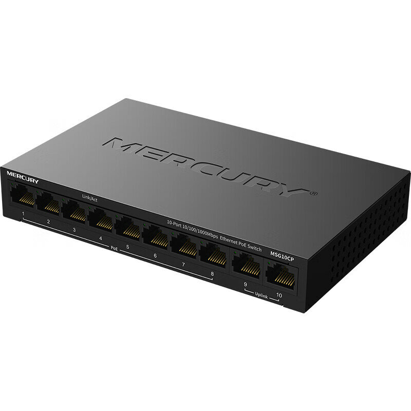 MERCURY 10-портовый гигабитный коммутатор с 8 портами PoE двойным uplink для домашней и корпоративной сети Цвет：10