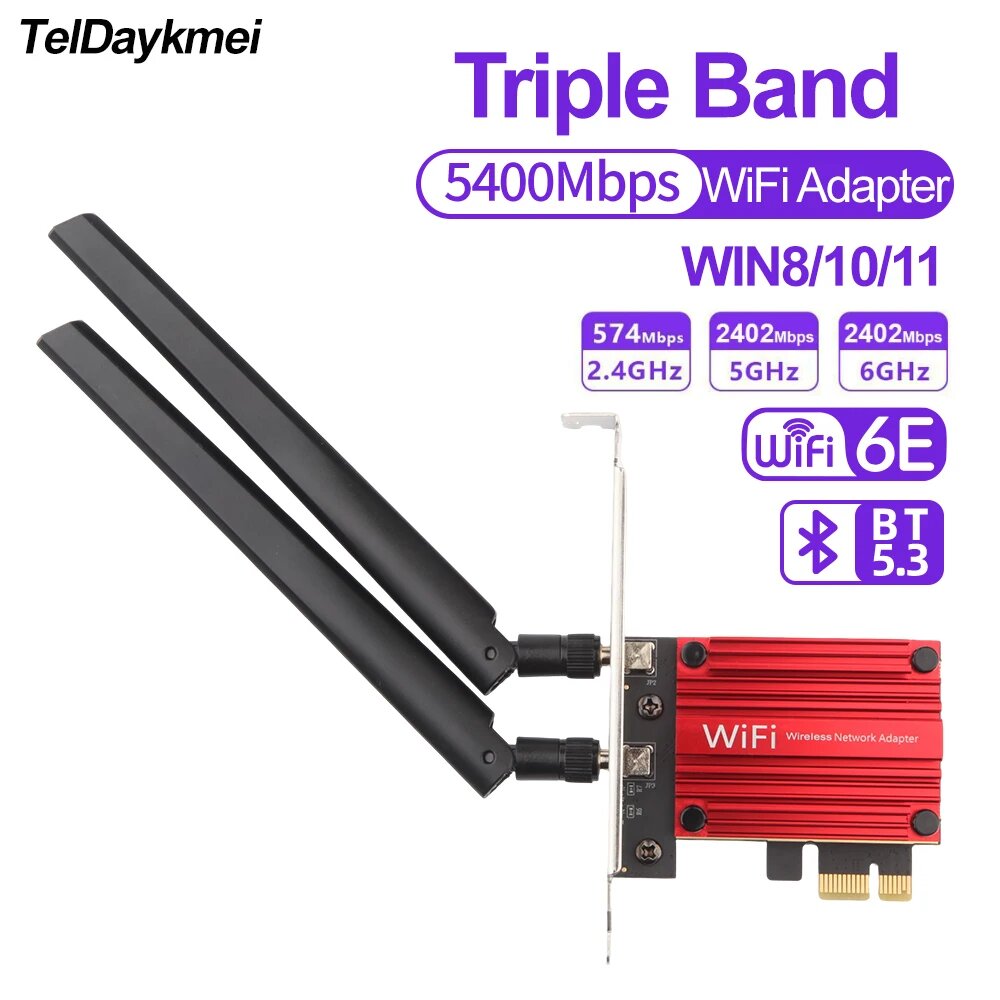 Беспроводная сетевая карта TelDaykemei WDP-AXE5400 Wi-Fi 6E Bluetooth 5.3