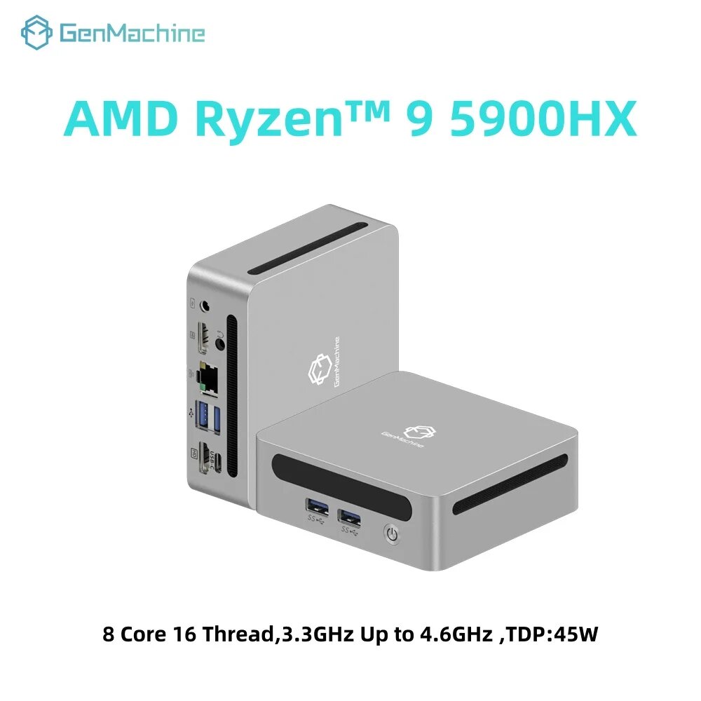 GenMachine Мини-ПК Ryzen 9 5900HX, EU, NONE RAM NONE ROM