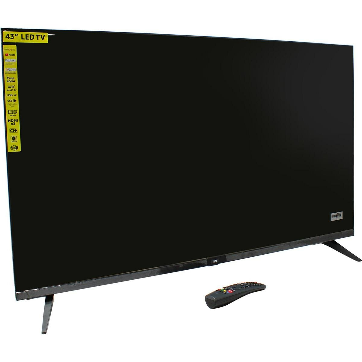 43" LED ЖК телевизор BQ 43FSU38B (3840x2160, HDMI, LAN, WiFi, BT, USB, DVB-T2, SmartTV)