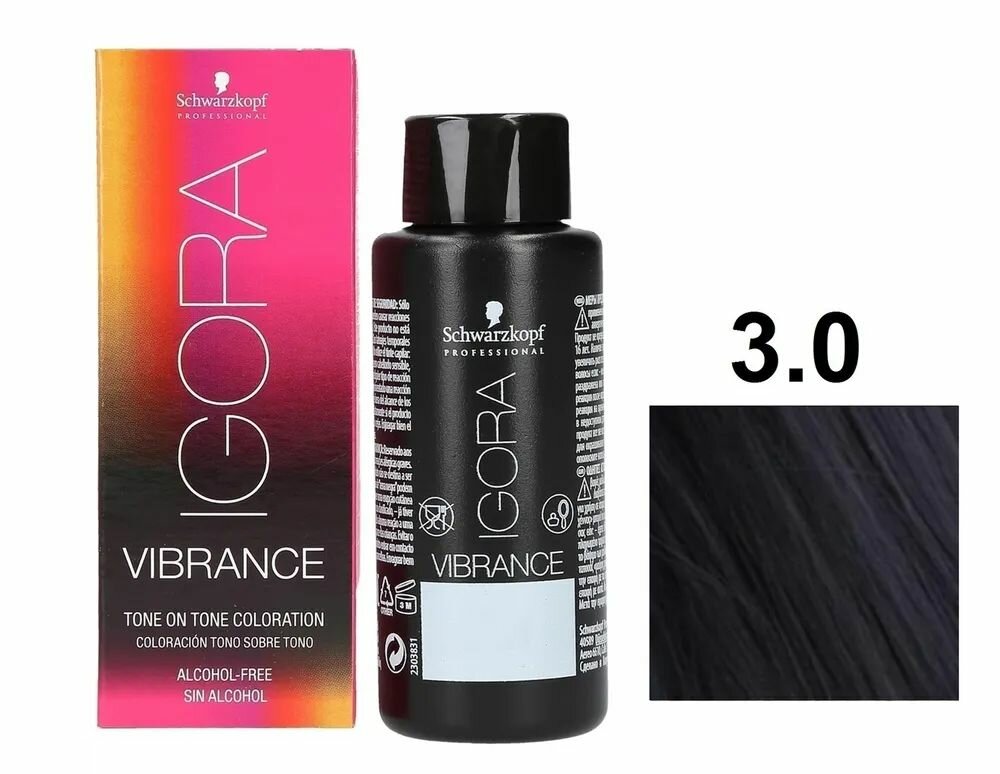 Schwarzkopf Igora Vibrance Краситель для волос 3/0 тёмный коричневый натуральный 60 мл