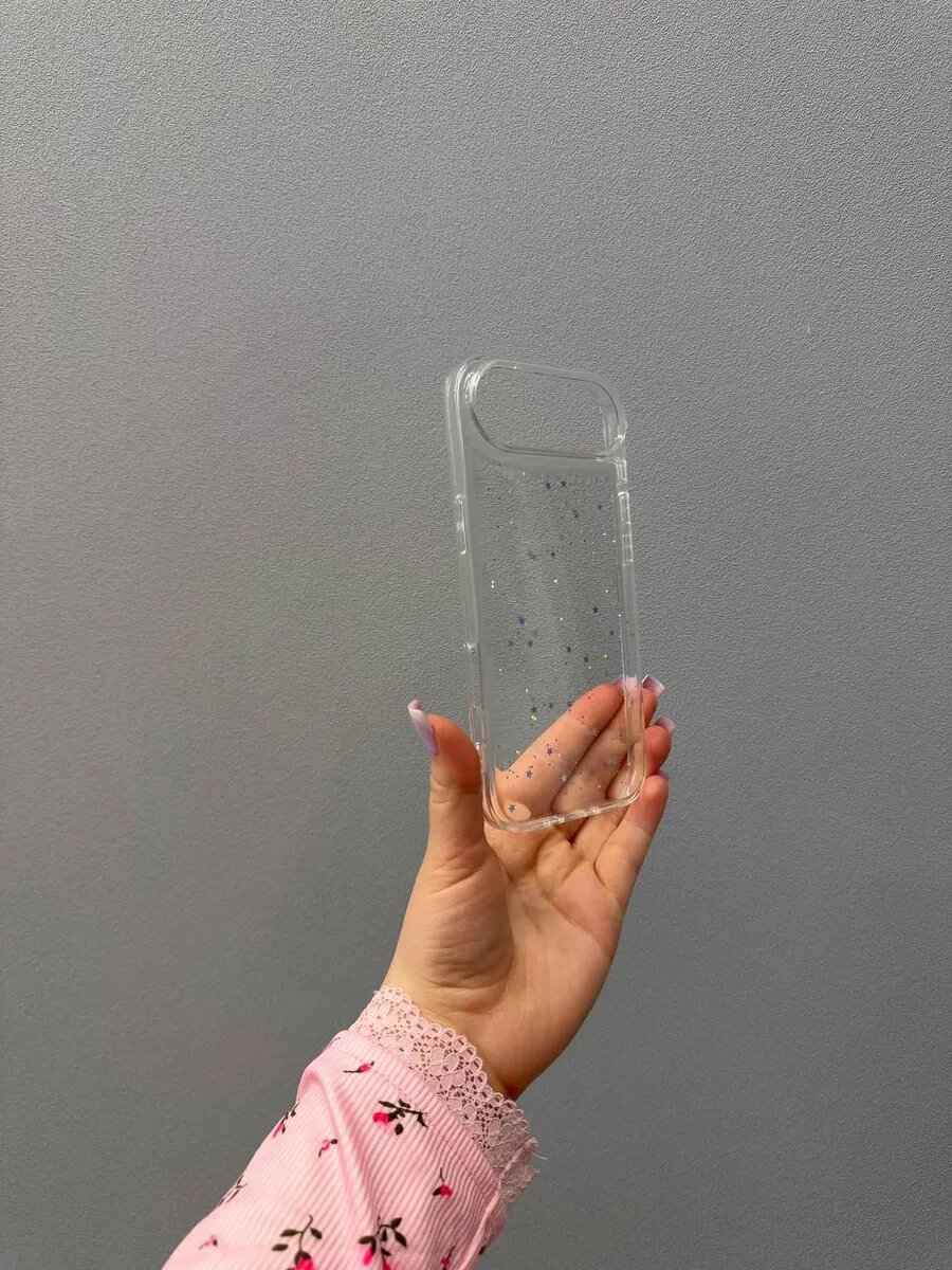 Чехол на Iphone 17 Air , прозрачный , с рисунком звезд , женский . — фото 1