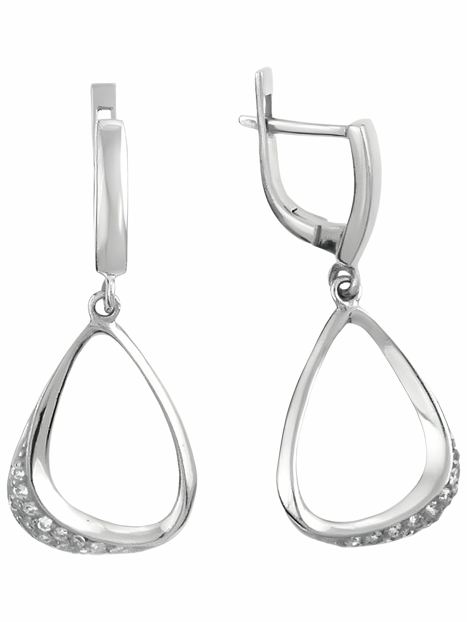 Серьги, серебро, 925 проба, родирование, фианит