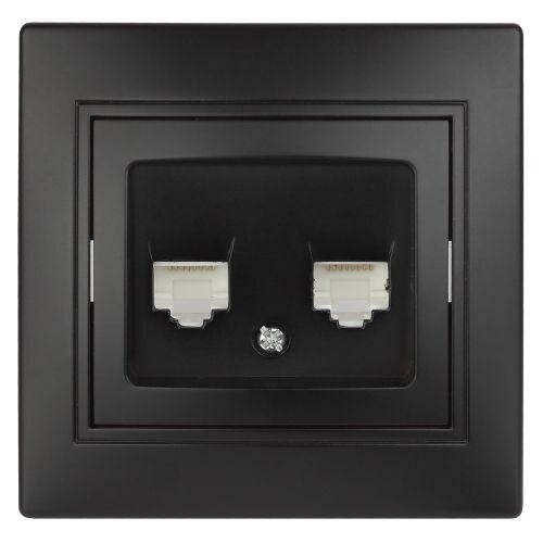 Розетка компьютерная 2-м СП Plano 1-304-05 RJ45 антрацит Intro Б0044576