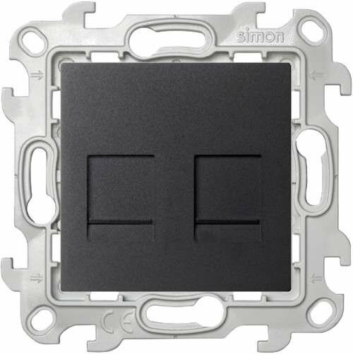 Розетка компьютерная 2-м СП Simon 24 RJ45 кат.5E UTP IP20 механизм графит Simon 2450593-038