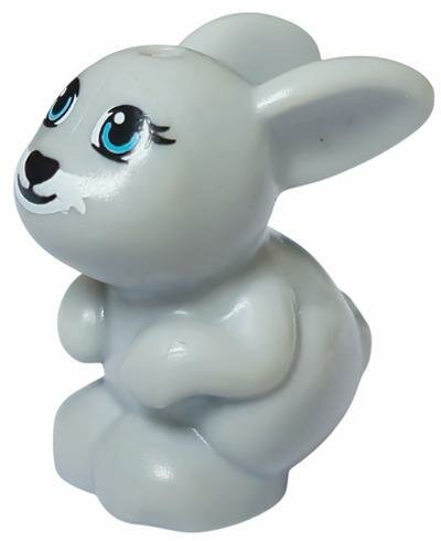 Деталь Lego 98387pb02 Bunny / Rabbit, Friends, Sitting with Medium Azure Eyes, Black Nose and Mouth and White Muzzle Pattern