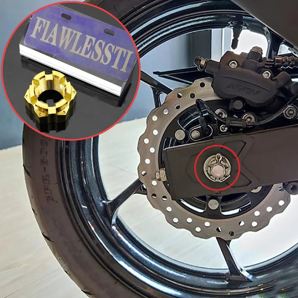 Титановый болт маятника Kawasaki Ninja 400, Rear Axle Nut, Burntblue