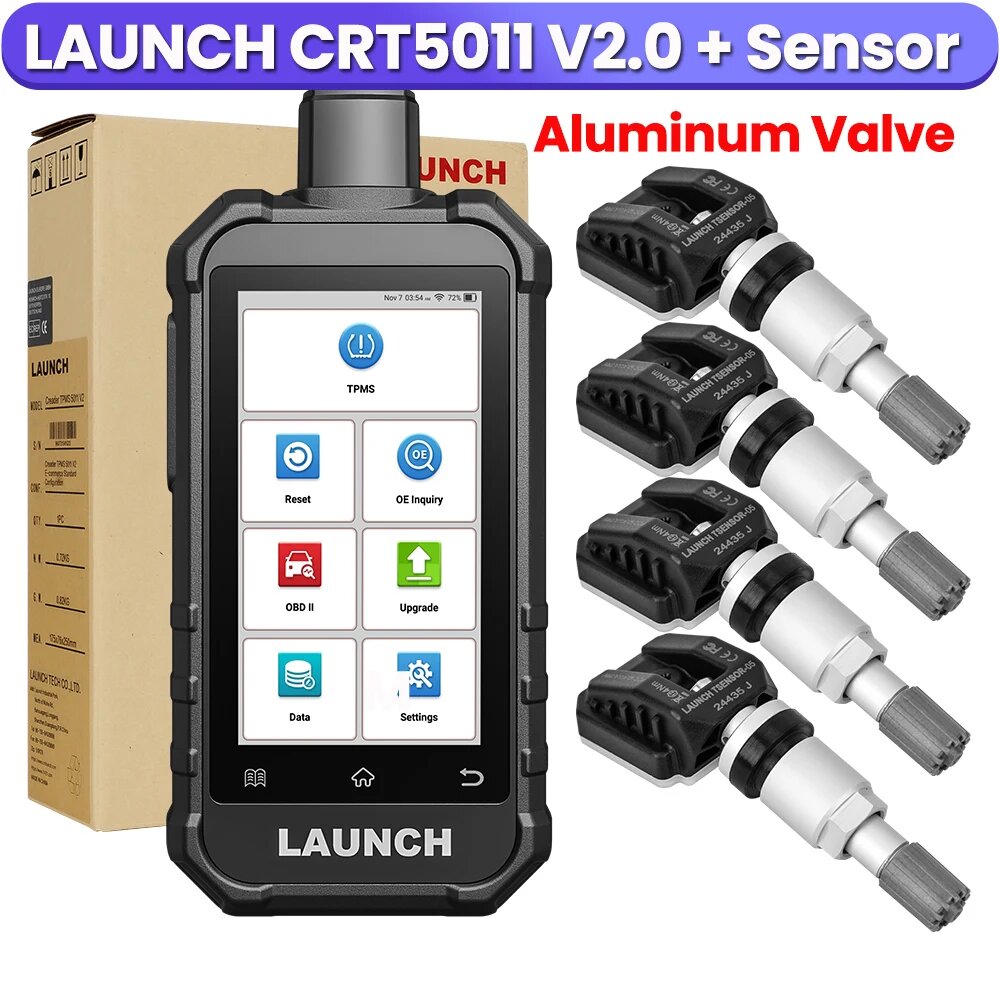 LAUNCH CRT5011 V2.0 + Датчики TPMS, Aluminum Valve