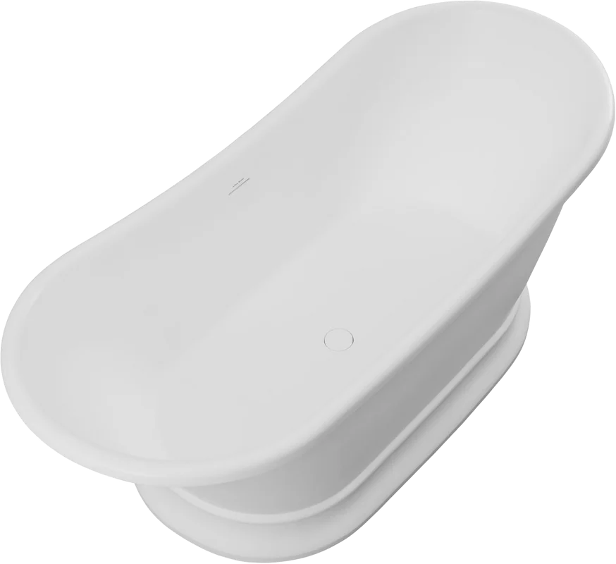 Ванна из искусственного камня Allen Brau Krion Neo 170x80 см, отдельностоящая, овальная, со сливом-переливом, белая матовая, фурнитура белая 2.35001.21