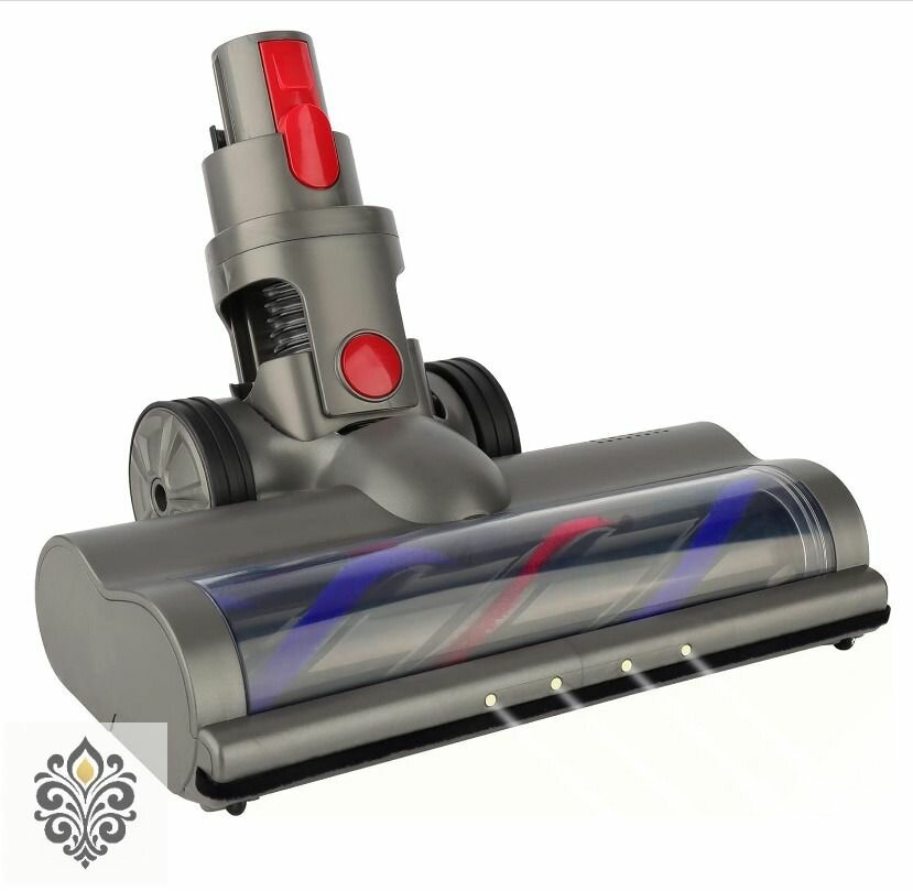 Электрическая насадка-щетка для пола Dyson V7/V8/V10/V11/V15, прямая модель с LED-подсветкой и ворсовым валиком, серый
