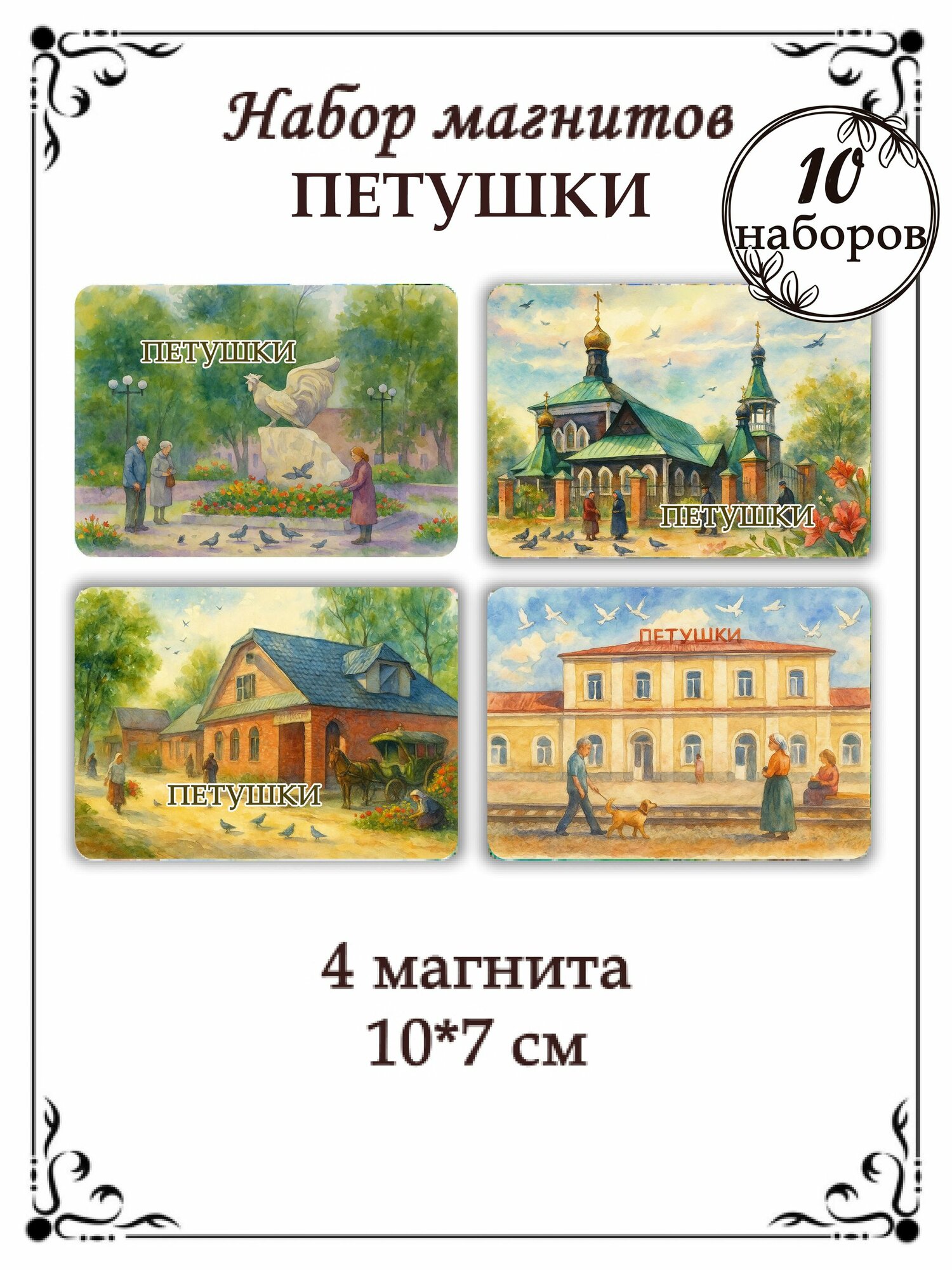 Магниты на холодильник Петушки 10 наборов