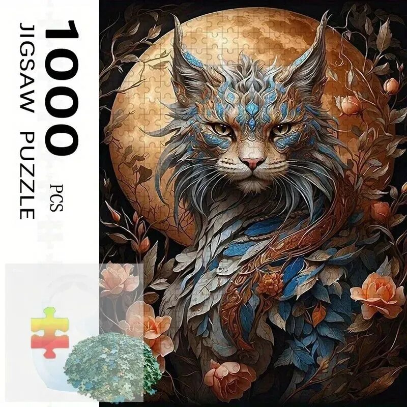 Пазлы для взрослых 1000 элементов , 50х70см, подарочный набор для,"кошка"