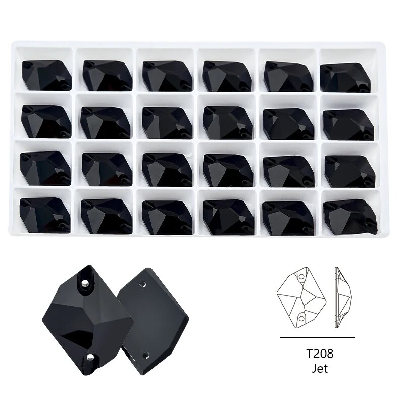 Стразы BOBOHOO Cosmic Glass Crystal AB Moonlight для пришивания 10x14mm--28pcs, T280 Jet