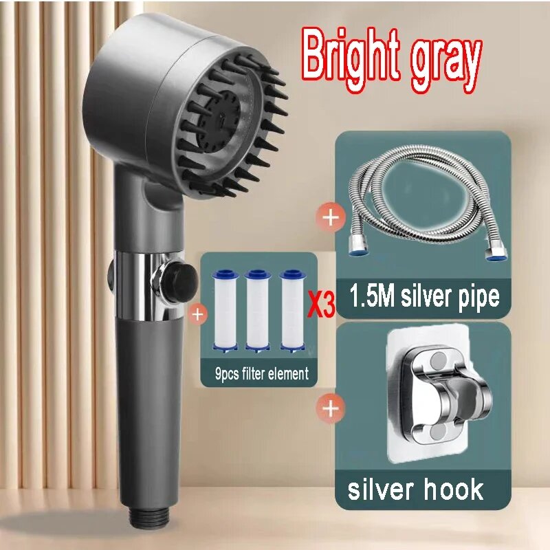 Душевая лейка Bright gray, ABS пластик, 3 режима, Style5
