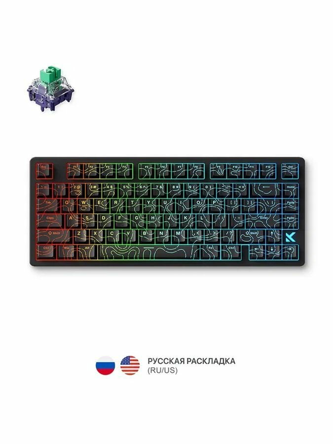 MCHOSE Jet75 Kailh Magnetic God Switch Проводная магнитно-механическая игровая клавиатура, русская раскладка, прозрачная, черная
