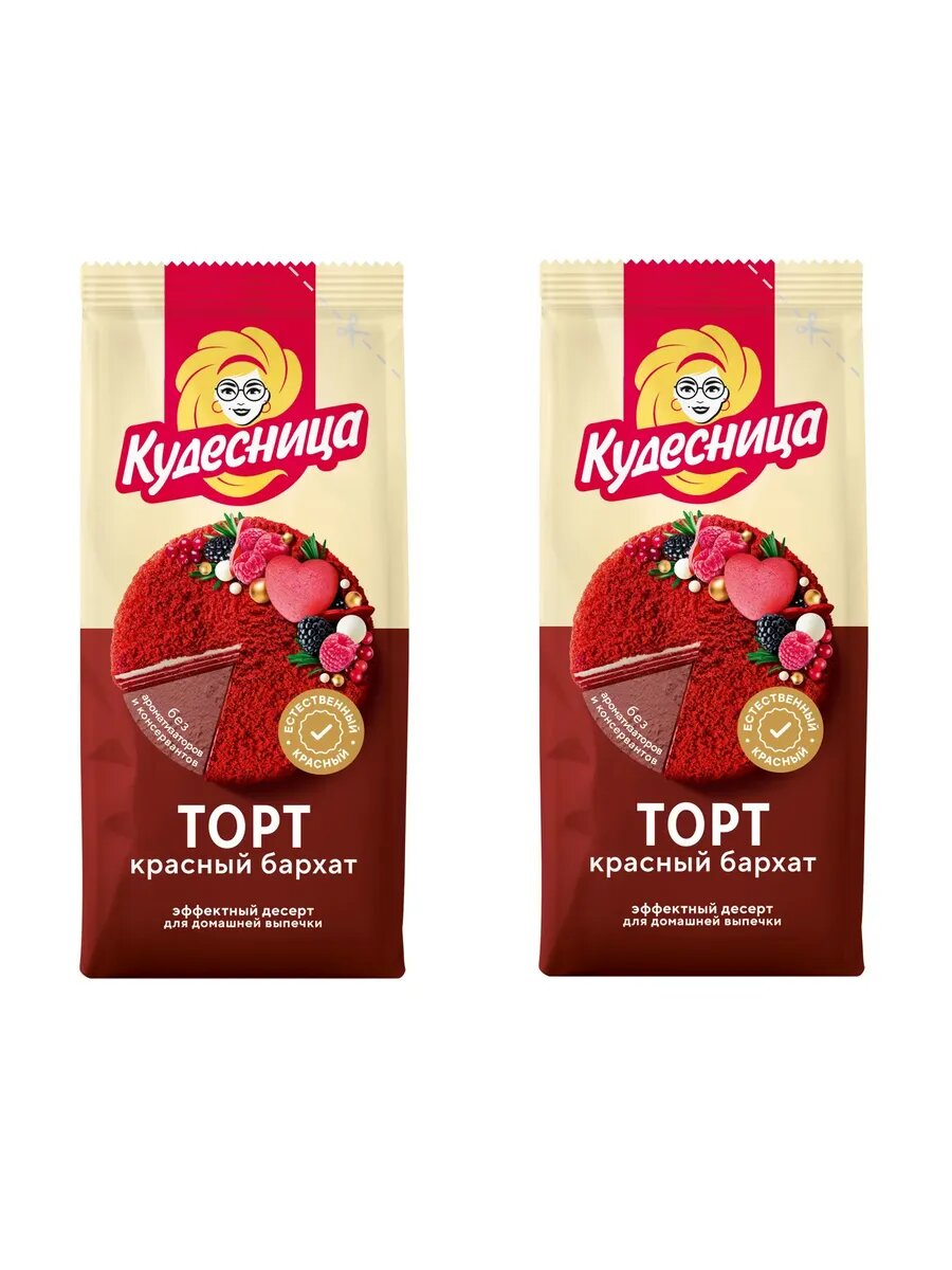 Кудесница Смесь для выпечки Торт Красный бархат, 350г, 2 уп