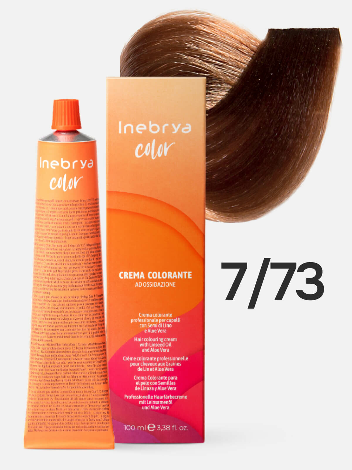 Крем - краска для волос профессиональная Inebrya Color Professional 7/73 Русый Коричнево-золотистый, 100 мл