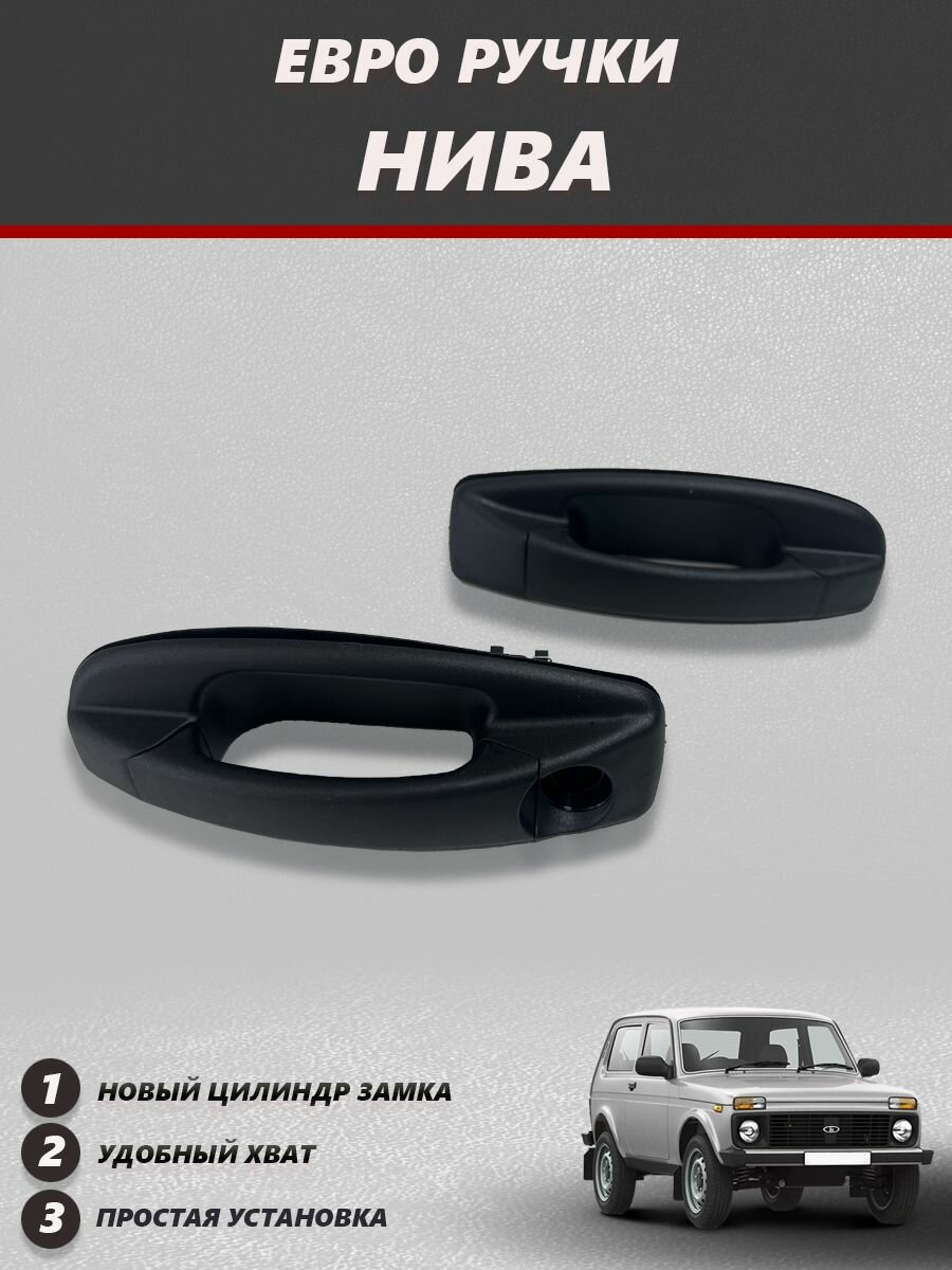 Наружные евро ручки дверей под личинку 08 без покраски Лада 4х4 с 2009 г. в, Нива Легенд