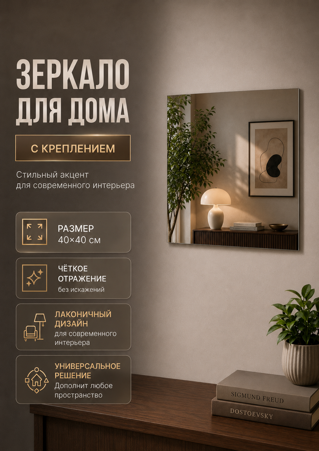 Зеркало настенное 40х40