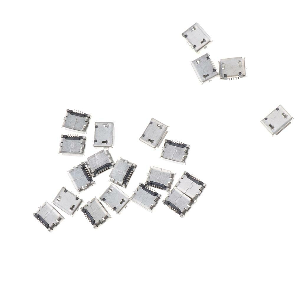 20 шт. разъемов Micro USB Type B "мама", 180 градусов, 5 контактов, для пайки SMD, LW
