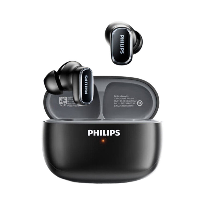 Philips TAT2569 беспроводные наушники с технологией True Wireless, полузакрытый дизайн, черный цвет для комфортного