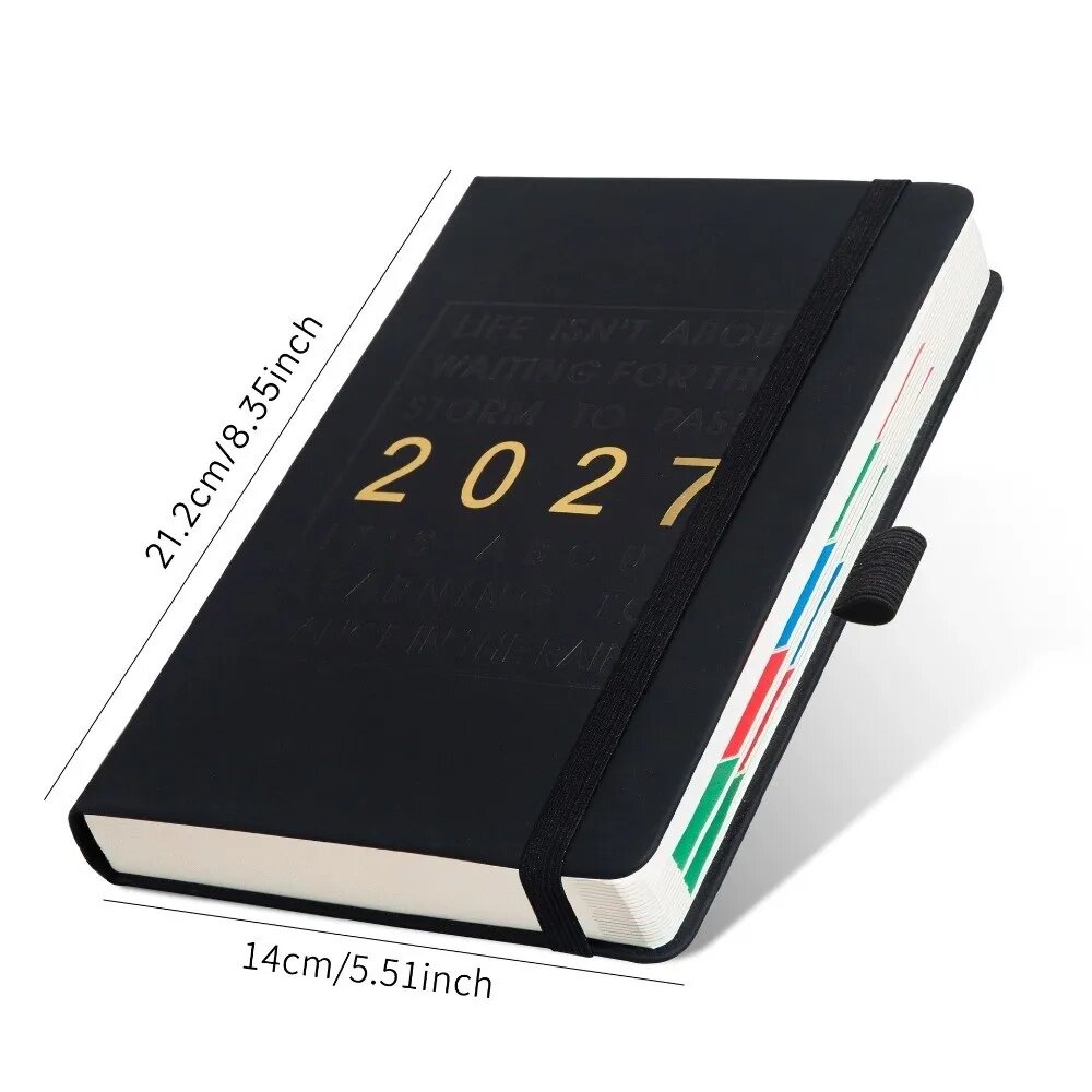 Ежедневник 2027 A5, черный, PU+Paper