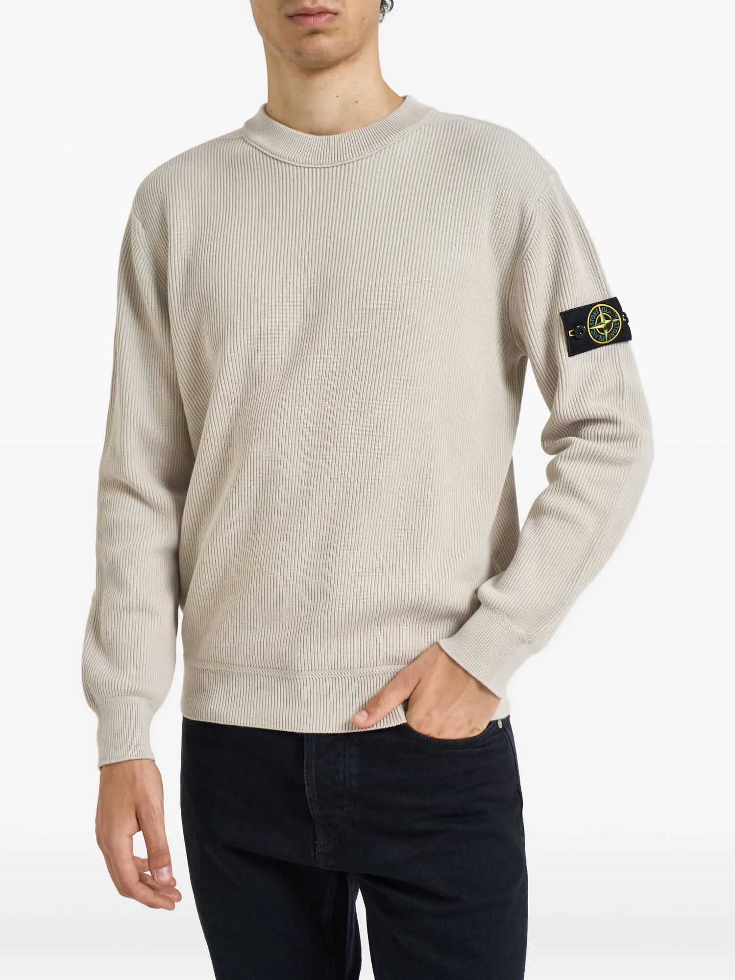 Свитер Stone Island Logo-patch ribbed sweater