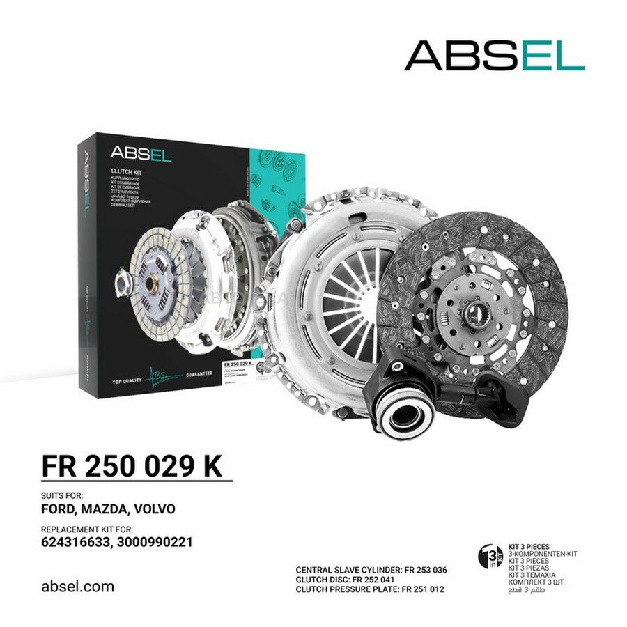 Комплект сцепления (корзина диск подшипник) ABSEL FR250029K