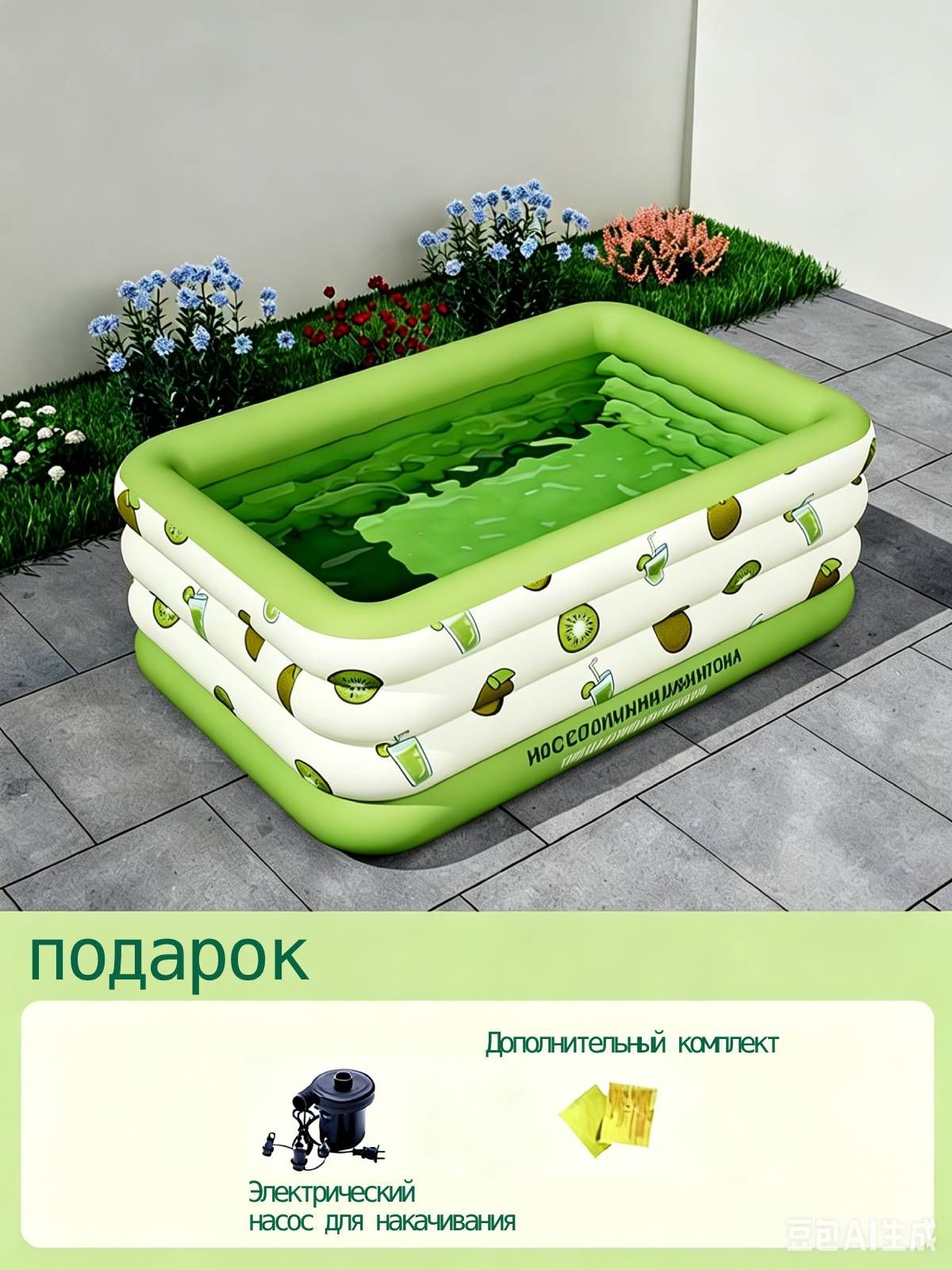 Бассейн надувной прямоугольный , надувнойдетскийбассейн 120х95х50cm