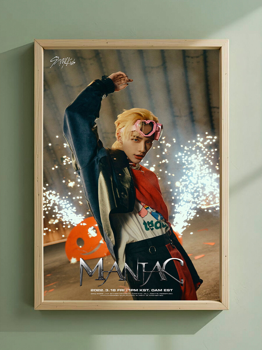 Постер, плакат на стену "Соло-портрет, обложка Maniac: группа Stray Kids / Stray Kids" 42 см х 29,7 см (А3) Без Рамы