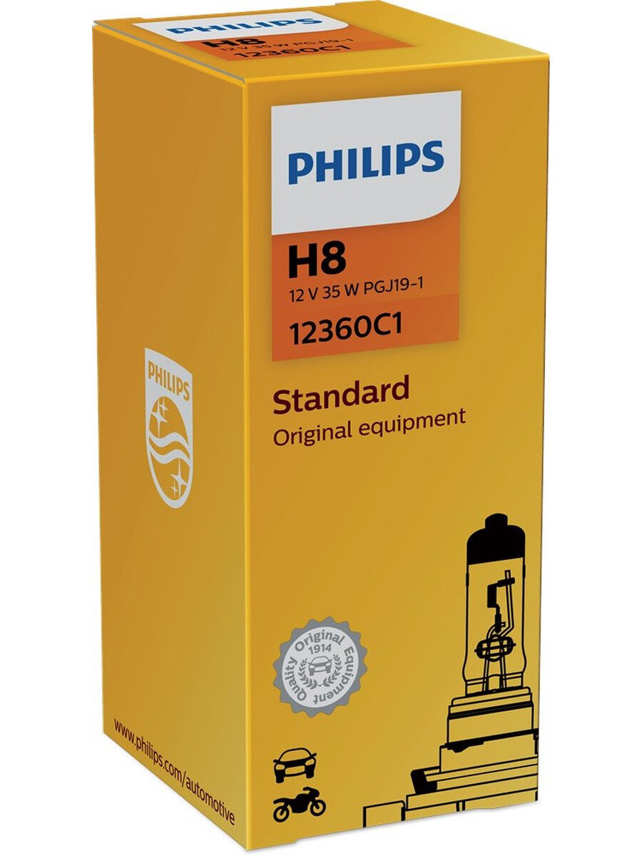 Лампа Philips Standard H8 12V 35W PGJ19-1 12360C1