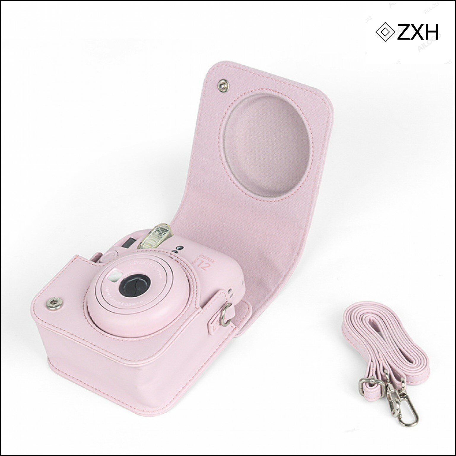 Сумка-футляр-чехол MyPads 2 в 1 для фотоаппарата Fujifilm Instax Mini 12, из импортной искусственной кожи, розовая