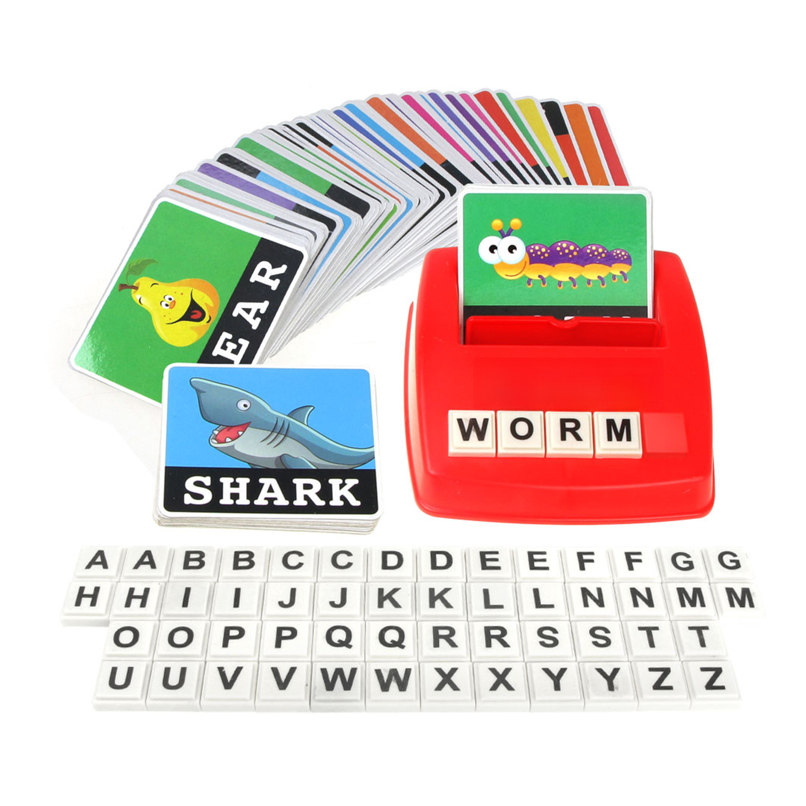 Игра на подбор букв: Буквы для составления слов, чтение, распознавание образов, 52 блока заглавных букв, 60 карточек со словами, развивающая игрушка для раннего обучения дошкольников, подарок на день рождения для детей, девочек и мальчиков