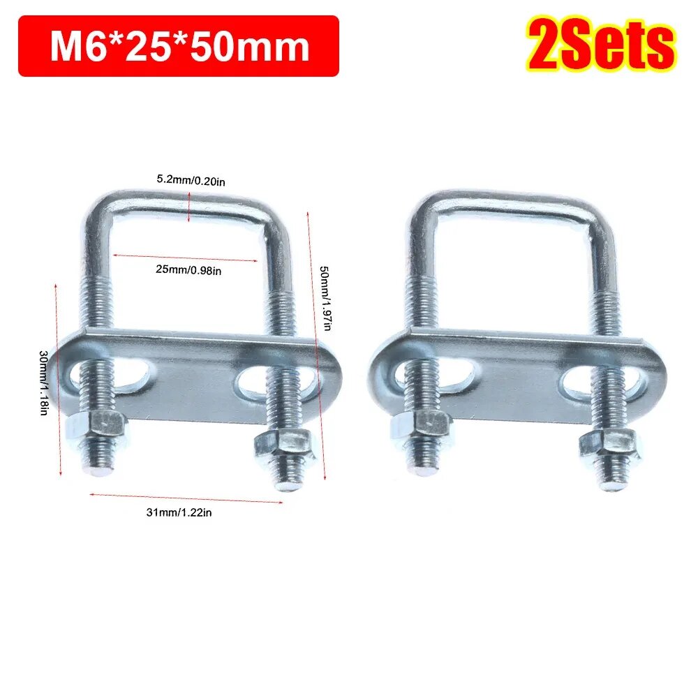 Квадратные зажимы M6x25x50mm из нержавеющей стали (2шт)