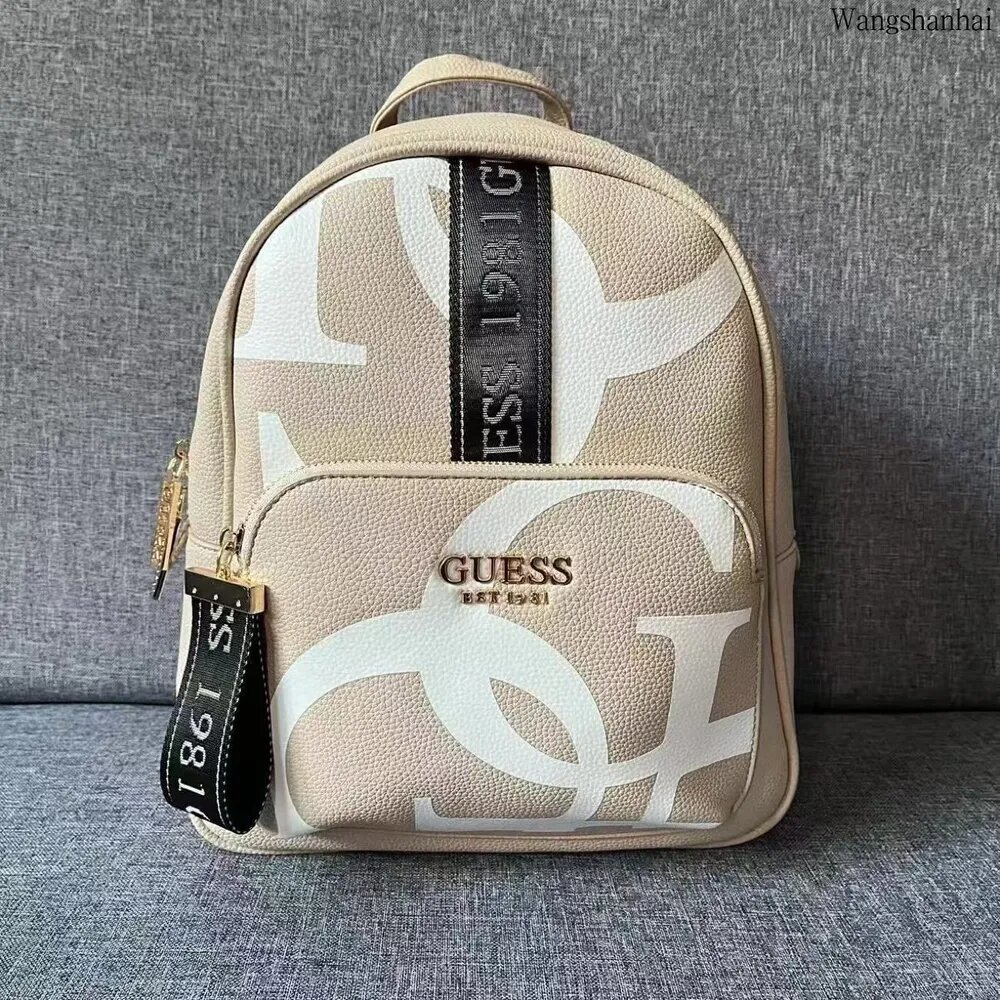 Рюкзак GUESS из искусственной кожи, бежевый, женский городской