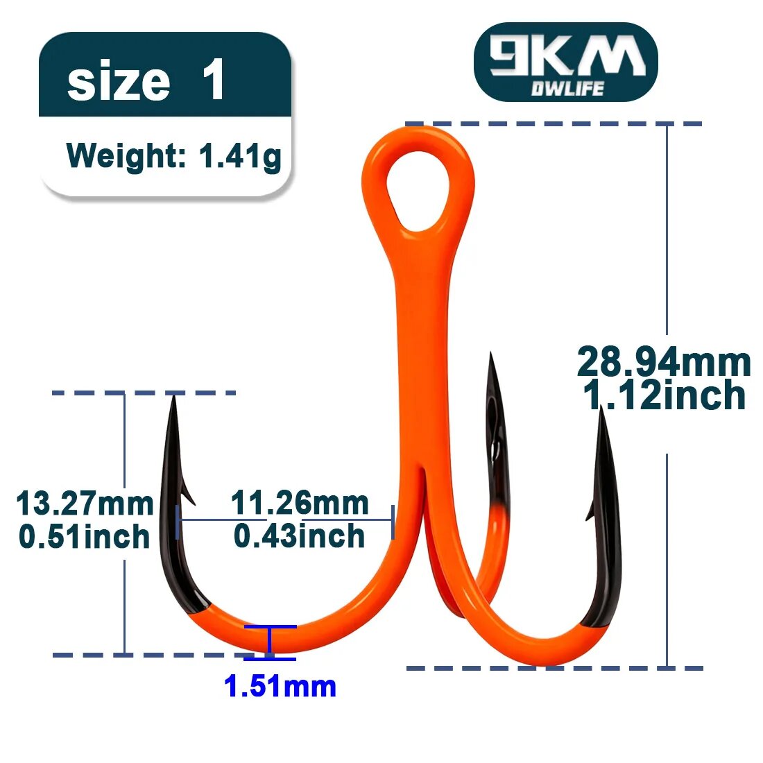 9KM Треблы Size-1 5pcs, Черный