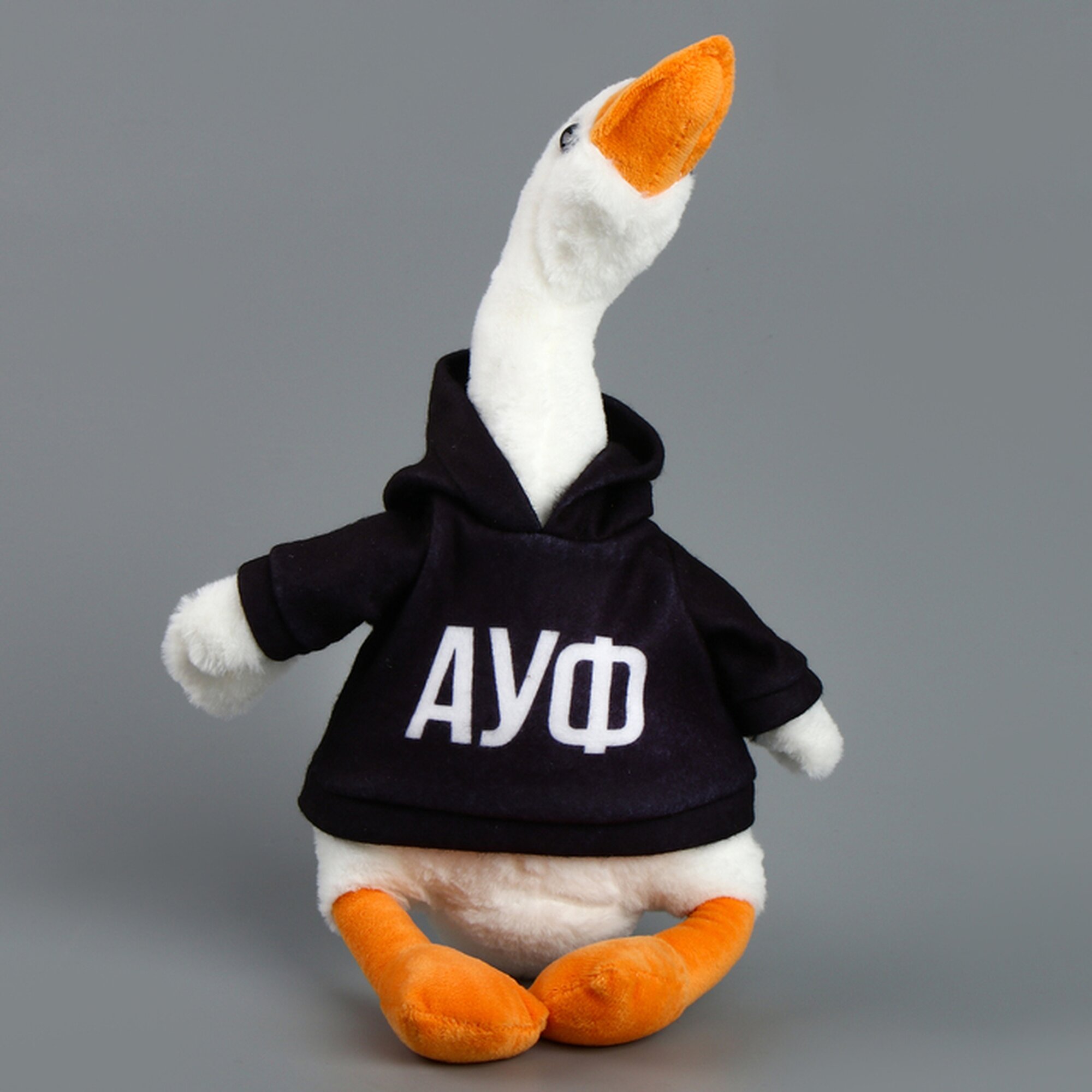Мягкая игрушка Гусь "АУФ" POMPOSHKI, текстиль, синтепон, 15x7x7 см