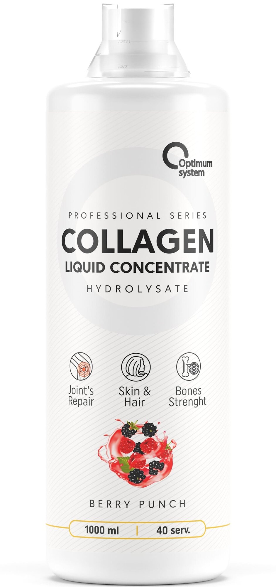 Коллаген гидролизованный Optimum System Collagen Concentrate Liquid - для кожи, для суставов (Ягодный микс)