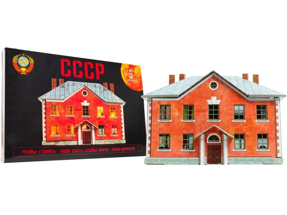 Сталинка.3D-пазл. Модель многоквартирного дома эпохи СССР из картона. Масштаб 1/87
