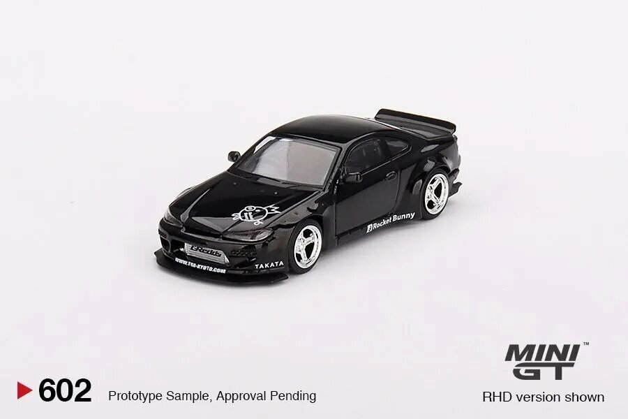 Коллекционная машинка MINI GT 1/64 #602 Nissan Silvia (S15) Rocket Bunny Black Pearl
