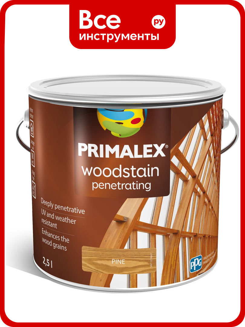 Пропитка PRIMALEX Woodstain Penetrating сосна, 2,5л 399252 прочной конструкции