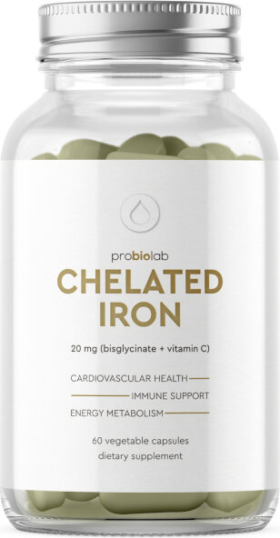 Probiolab Хелатное железо 20 мг веганские капсулы Chelated Iron 20 Mg 60 Vcaps 1 шт.