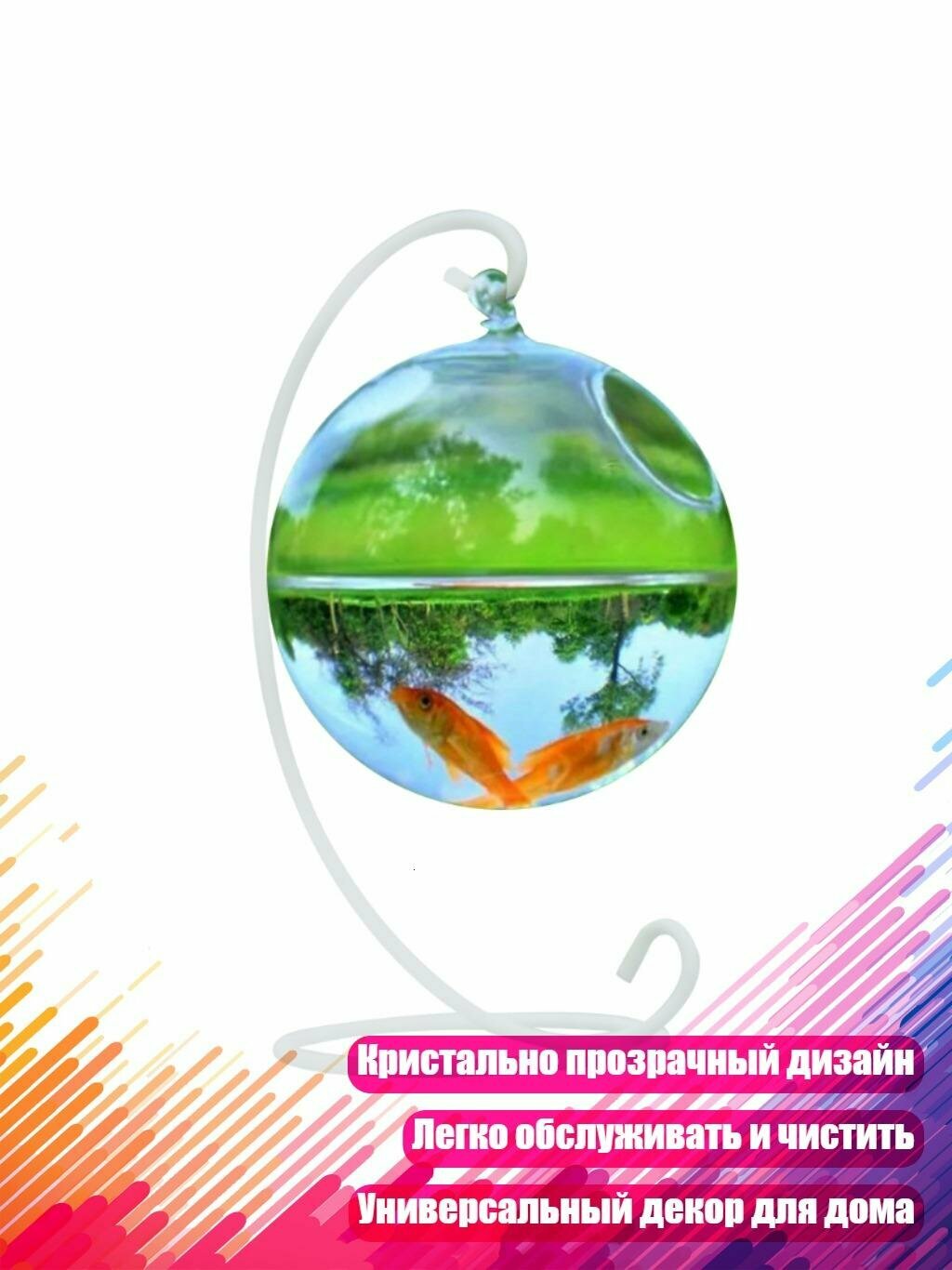 Прозрачный стеклянный шар-аквариум для бетти, Белый